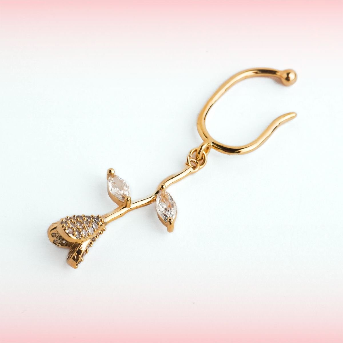 Dangling Rose Ear Cuff - Roseraie Gal